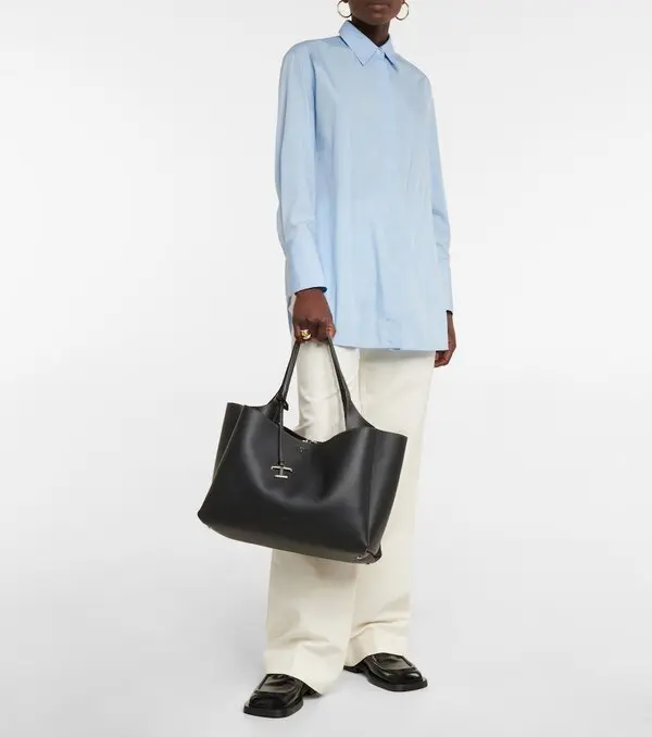 TOD'S Medium Leather Tote Bag - Black