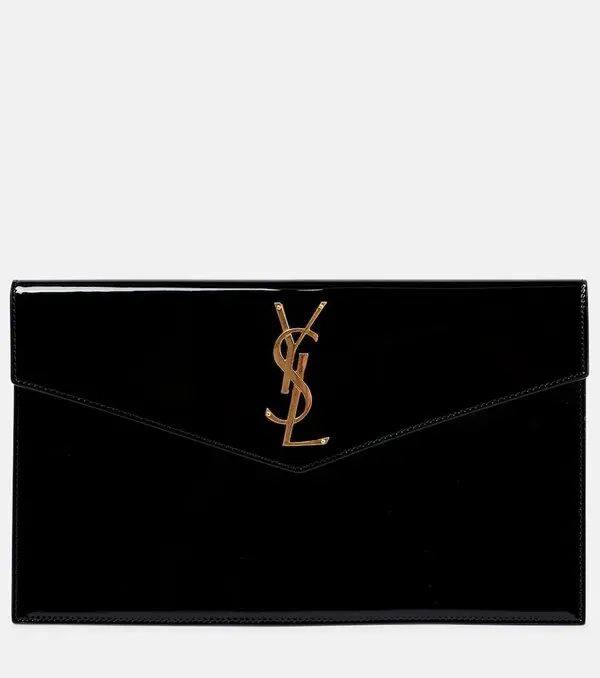 Saint Laurent Uptown Patent Leather Clutch - Black