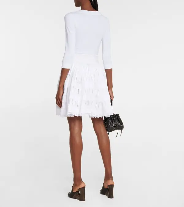 Alaïa Crinoline Pleated Miniskirt - White
