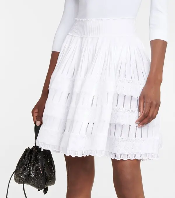 Alaïa Crinoline Pleated Miniskirt - White