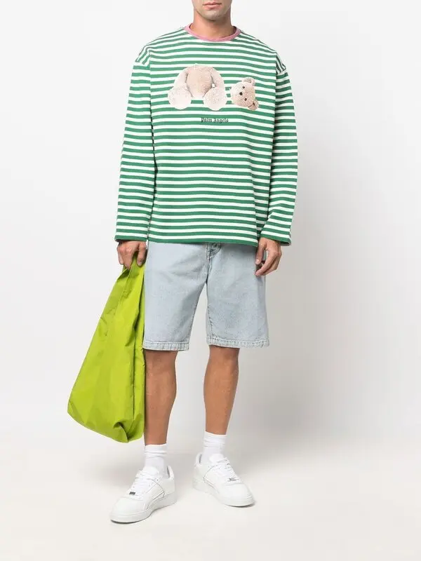 Palm Angels Logo-print Striped Cotton T-shirt