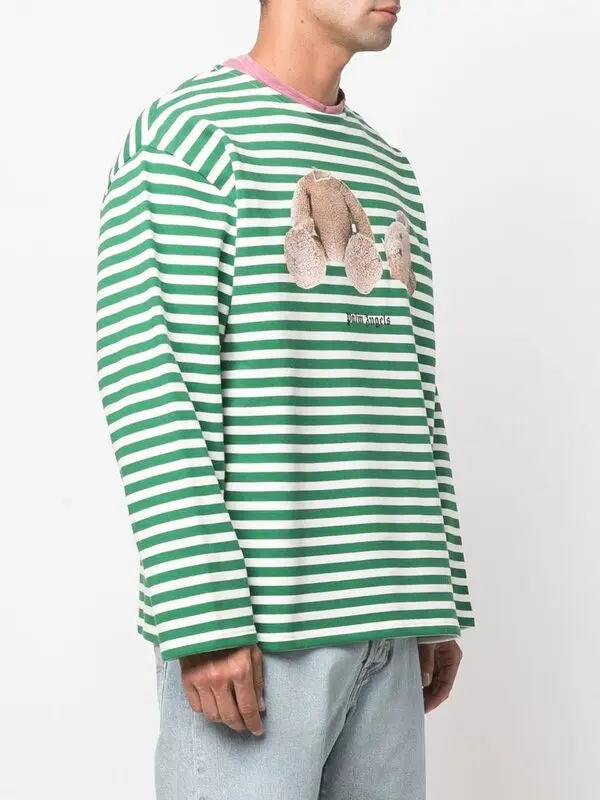 Palm Angels Logo-print Striped Cotton T-shirt