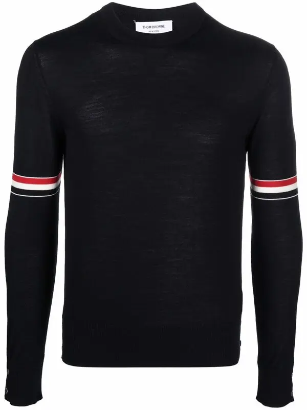 Thom Browne Rwb Striped Knitted Jumper - Blue