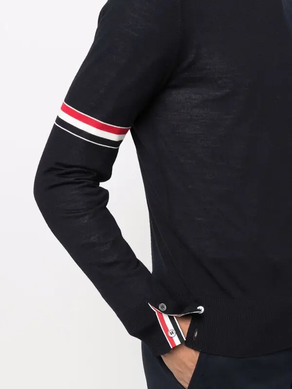 Thom Browne Rwb Striped Knitted Jumper - Blue