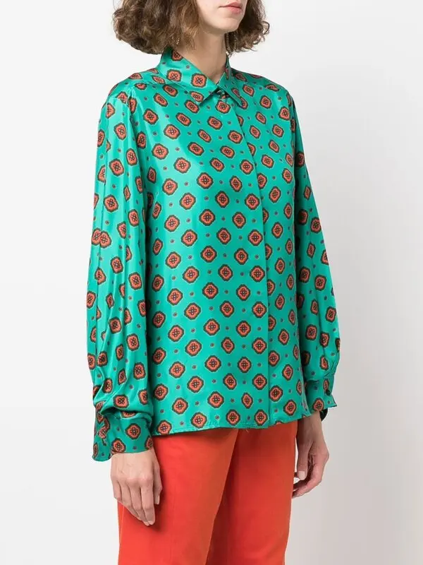 Alberto Biani Geometric-print Silk Shirt