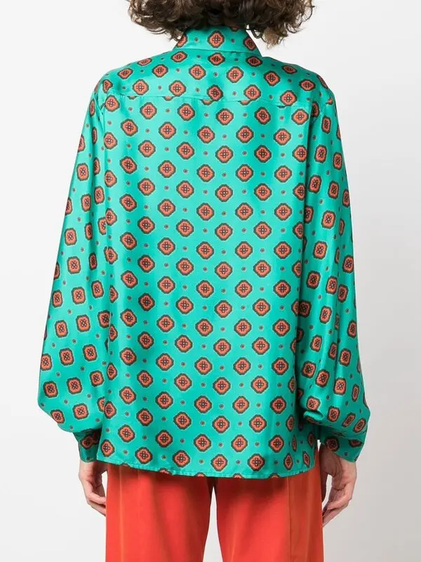 Alberto Biani Geometric-print Silk Shirt