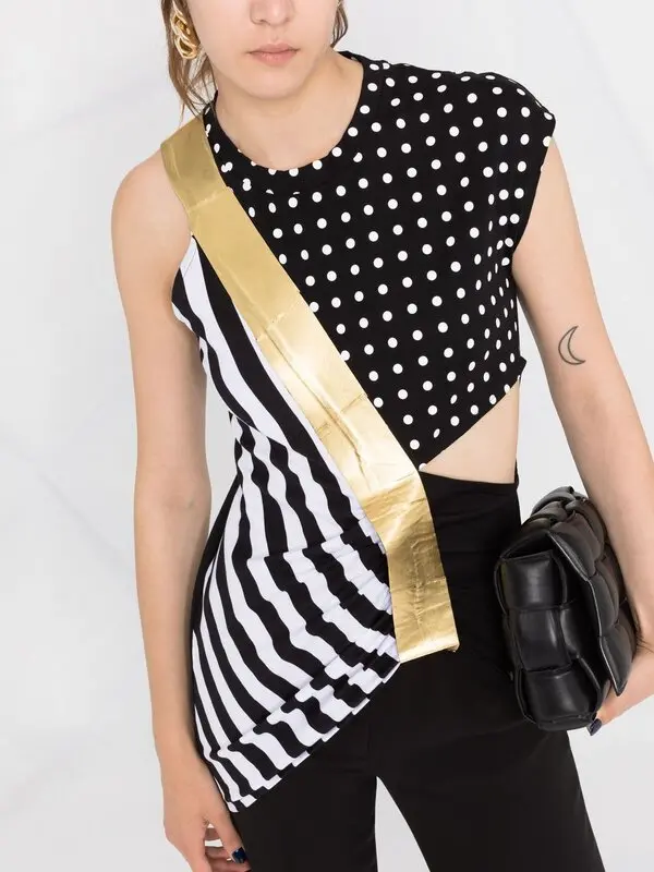 Balmain Mix-print Asymmetric Top