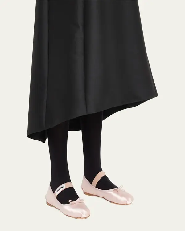 Miu Miu Satin Bow Ballerina Flats - Orchidea