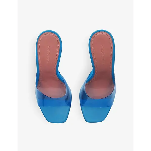 Amina Muaddi Lupita Glass Square-toe Pvc Wedge Sandals