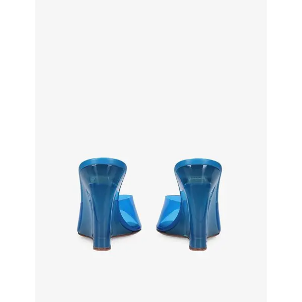 Amina Muaddi Lupita Glass Square-toe Pvc Wedge Sandals