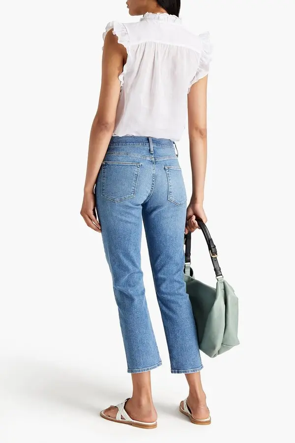 FRAME Le High Straight Mid Rise Straight Leg Jeans - Light Denim