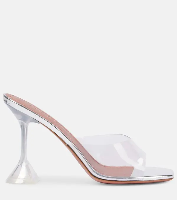 Amina Muaddi Lupita 95 Mules - Silver