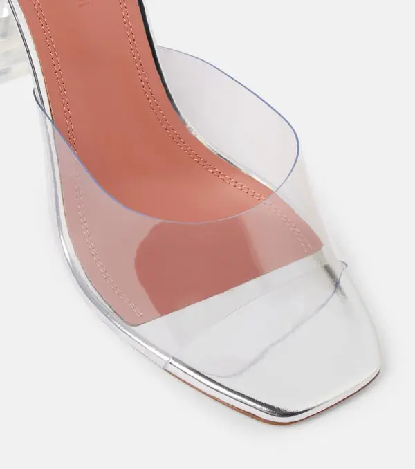 Amina Muaddi Lupita 95 Mules - Silver