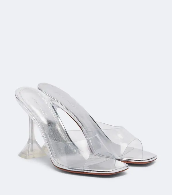 Amina Muaddi Lupita 95 Pvc Mules - Silver