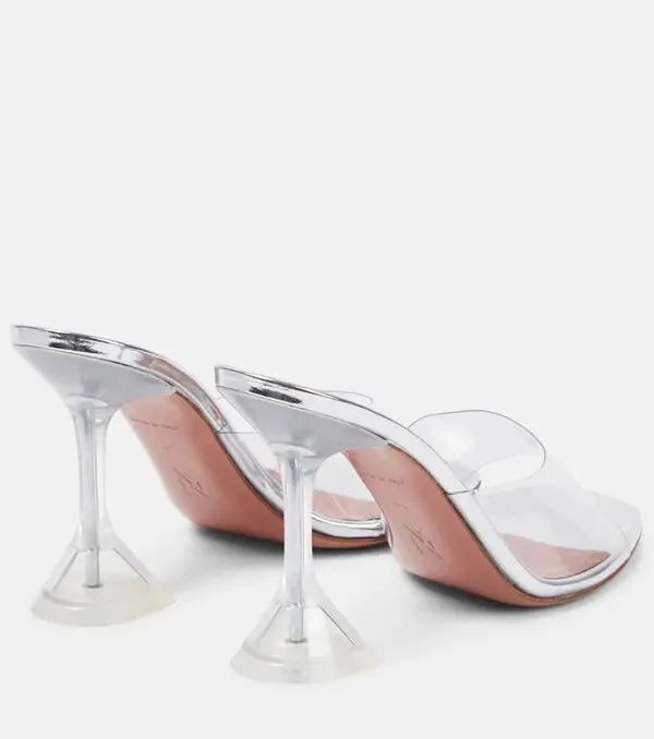 Amina Muaddi Lupita 95 Mules - Silver