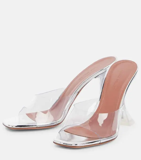 Amina Muaddi Lupita 95 Mules - Silver