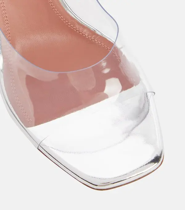 Amina Muaddi Lupita 95 Mules - Silver