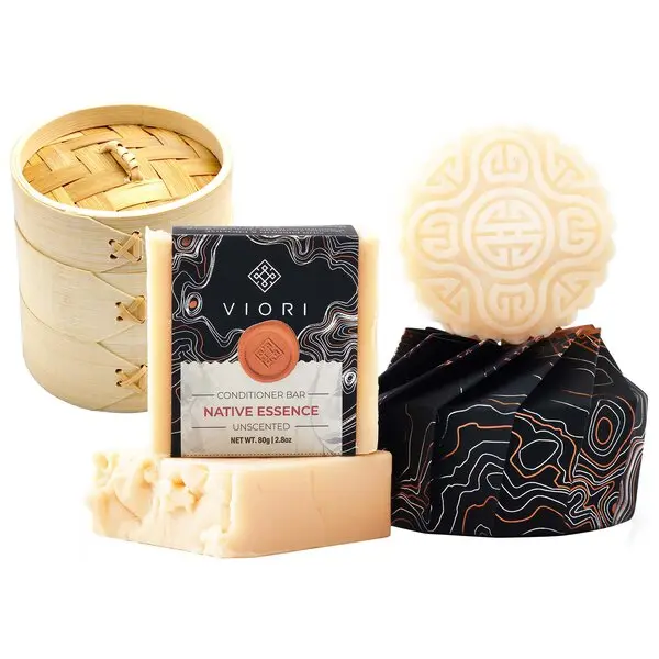 VIORI Hair Shampoo & Conditioner Bar With Bamboo Holder Set Citrus Yao - One-color