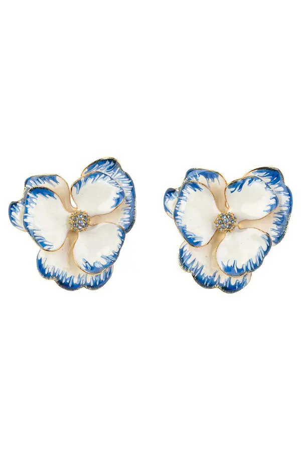 KENNETH JAY LANE Flower Clip Earrings - Blue