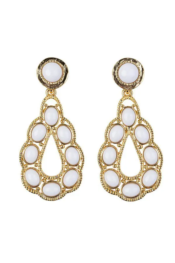KENNETH JAY LANE Cabochons Teardrop Earrings - White