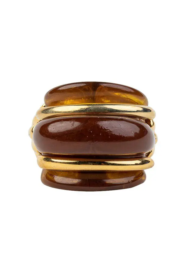 KENNETH JAY LANE And Tortoise Ribbed Ring - Gold