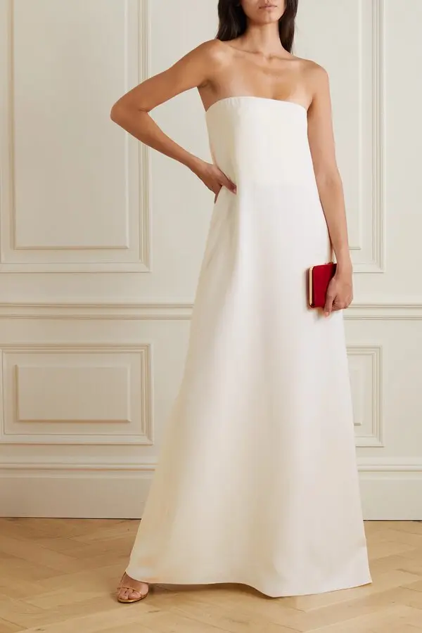 The Row Pau Strapless Silk Crepe De Chine Gown In Cream - 40% Off |  Editorialist