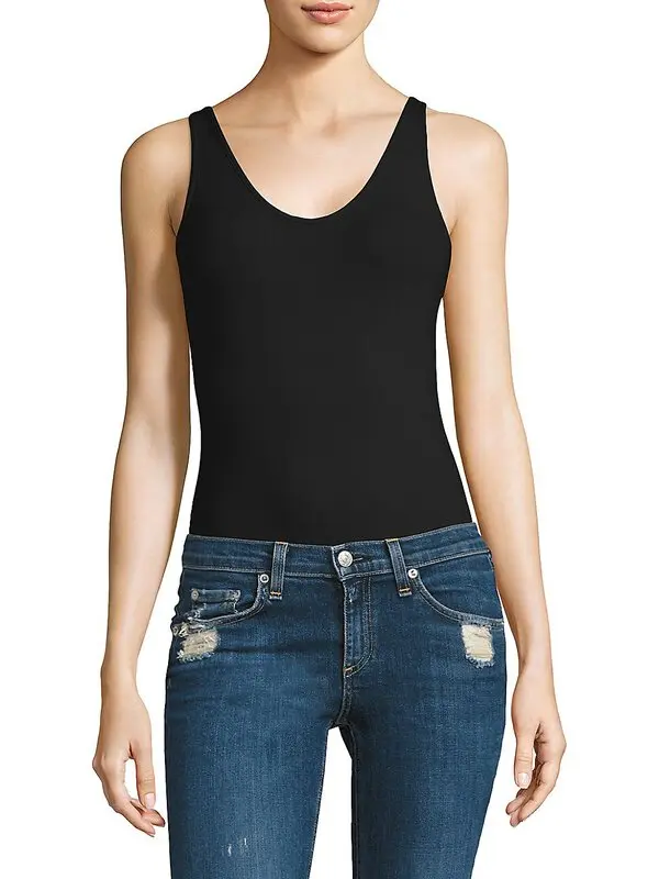 ATM Anthony Thomas Melillo V-neck Stretch-modal Bodysuit - Black