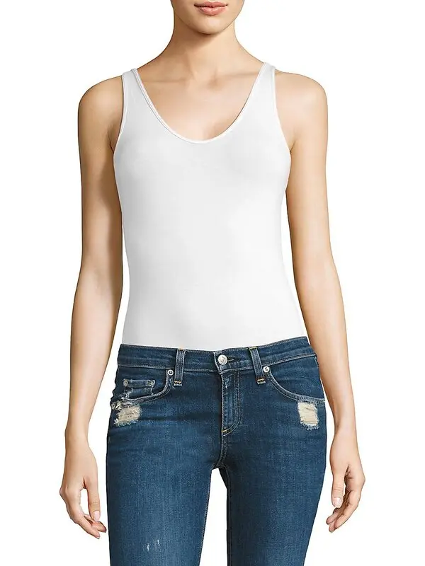 ATM Anthony Thomas Melillo V-neck Stretch-modal Bodysuit - White
