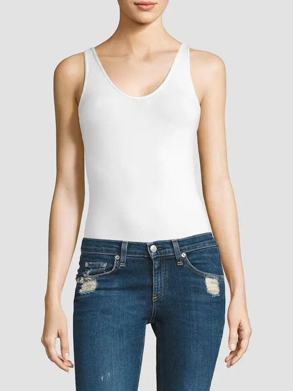 ATM Anthony Thomas Melillo V-neck Stretch-modal Bodysuit - White