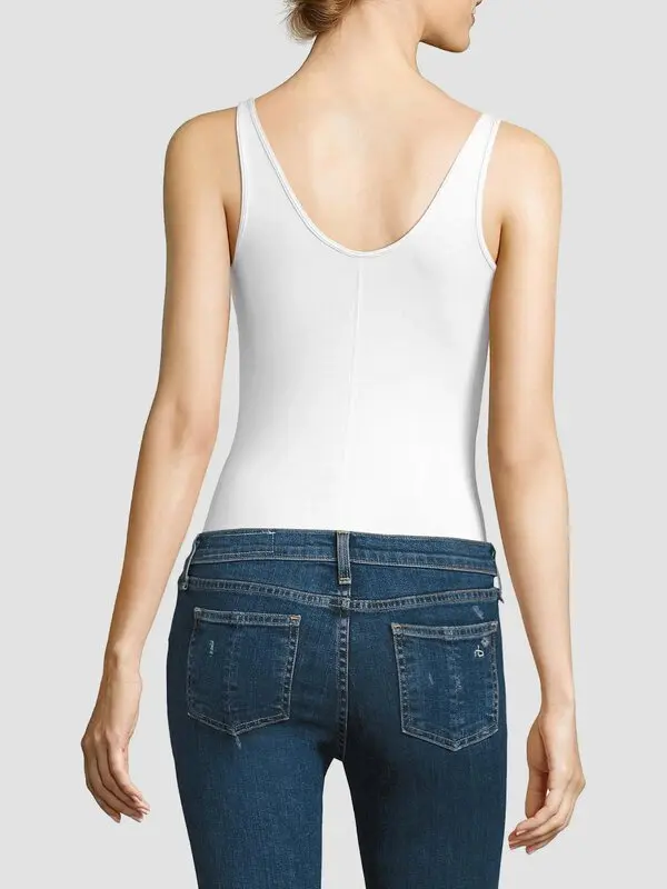 ATM Anthony Thomas Melillo V-neck Stretch-modal Bodysuit - White