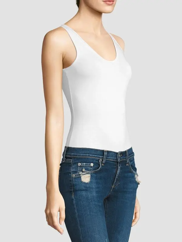 ATM Anthony Thomas Melillo V-neck Stretch-modal Bodysuit - White