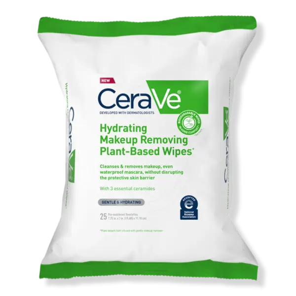 Cerave Hydrating Makeup Removing Plant-based Wipes - One-color