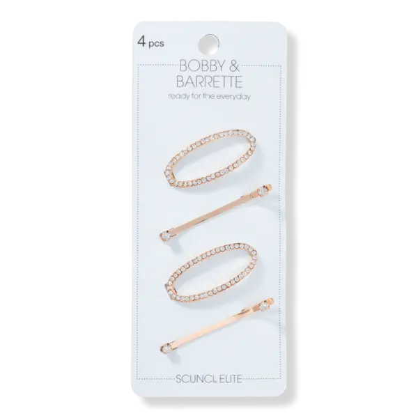 SCUNCI Crystal Bobby Pin And Barrette Set - One-color