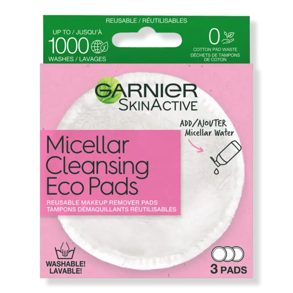 GARNIER Skinactive Micellar Cleansing Eco Pads, Reusable, 3 Pack - One-color