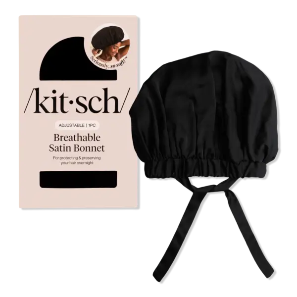 KITSCH Black Satin Sleep Bonnet - One-color