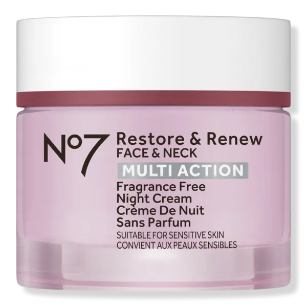 NO7 Restore & Renew Face & Neck Multi Action Fragrance Free Night Cream - One-color