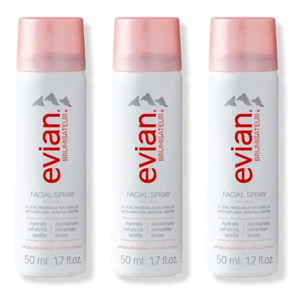 EVIAN Natural Mineral Water Facial Spray Travel Trio - One-color