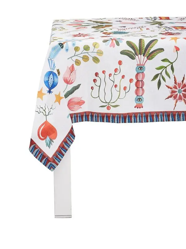 La DoubleJ Large Turning Tulips Linen Tablecloth