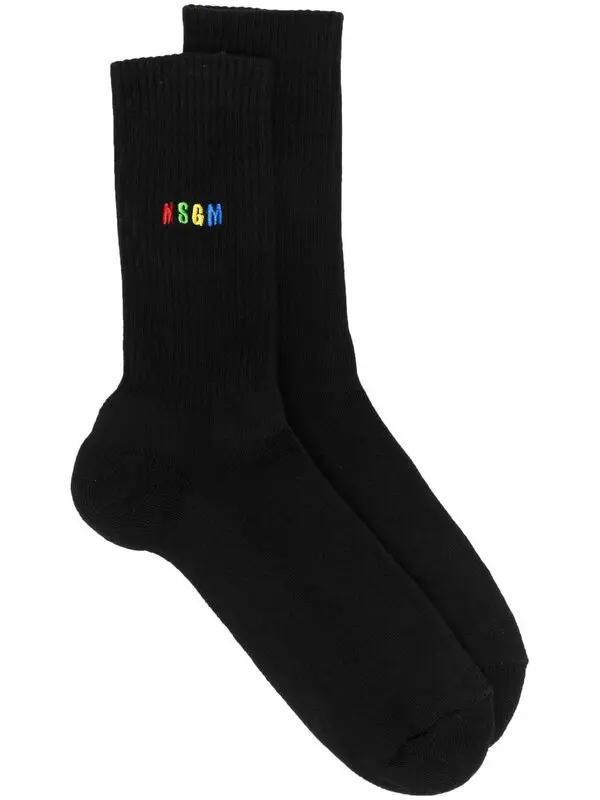 MSGM Embroidered Logo Ankle Socks - Black