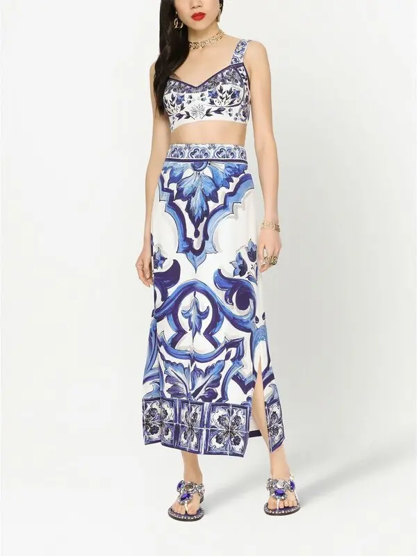 Dolce & Gabbana Maiolica-print Cropped Top