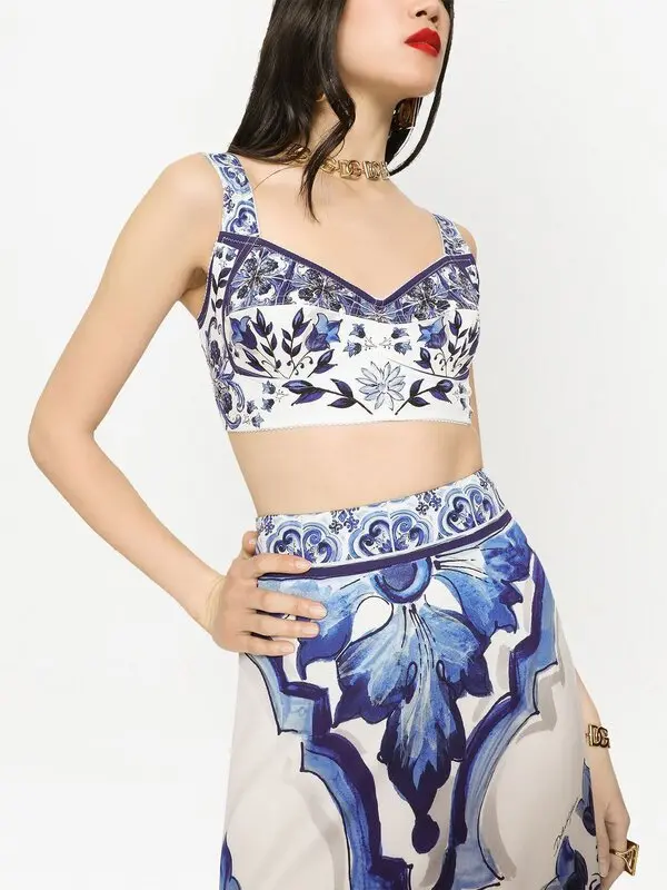 Dolce & Gabbana Maiolica-print Cropped Top