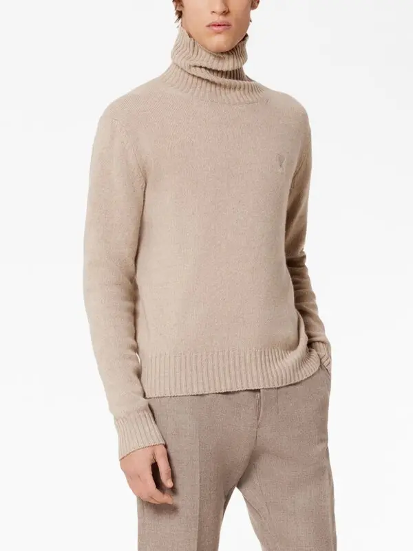 AMI Paris De Coeur Cashmere Jumper - Neutrals