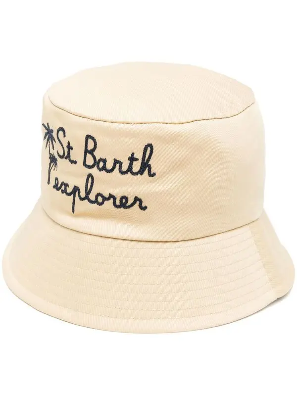 MC2 SAINT BARTH Embroidered-logo Bucket Hat - Neutrals
