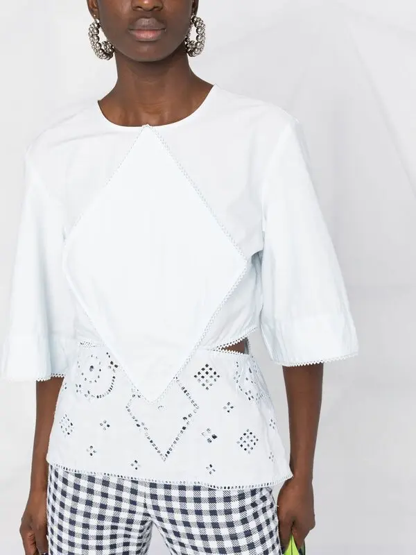 GANNI Broderie Anglaise T-shirt - Blue