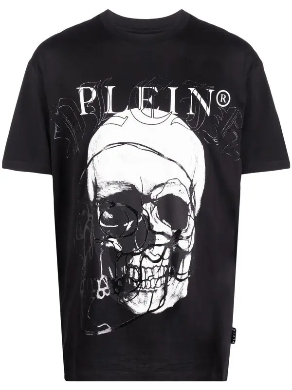 Philipp Plein Skull Print Cotton T-shirt - Black