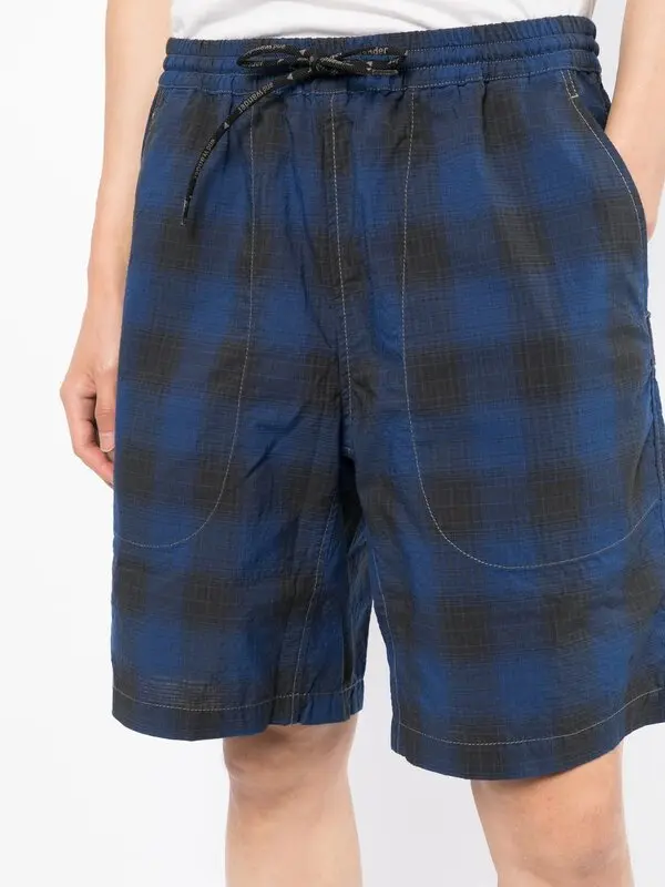 AND WANDER Check-print Track Shorts