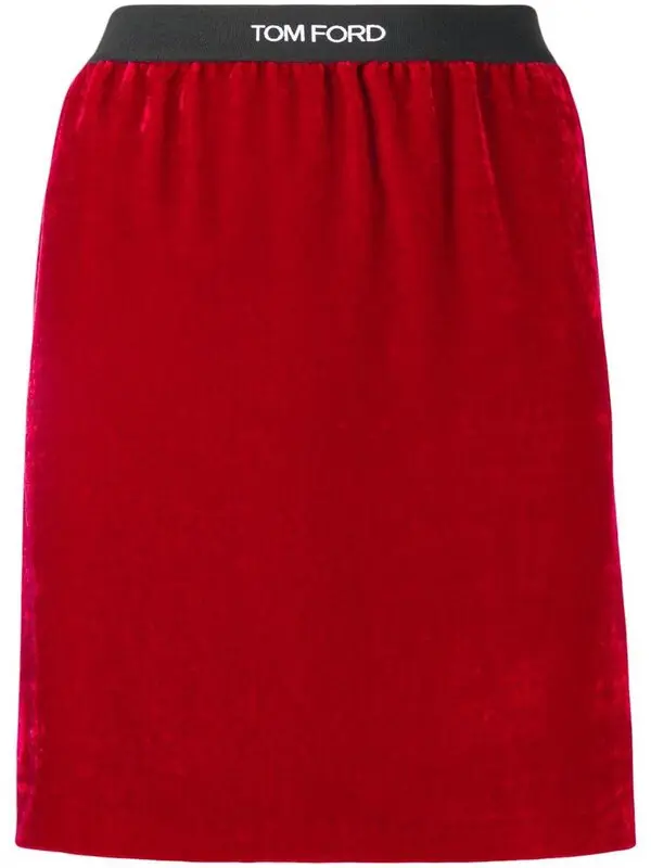 TOM FORD Logo-waistband Velvet Miniskirt