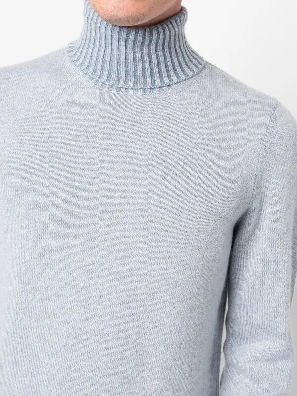Malo Roll-neck Knit Jumper - Blue
