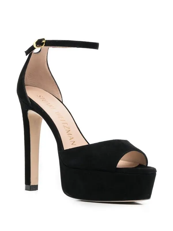 STUART WEITZMAN Platform Suede Sandals - Black