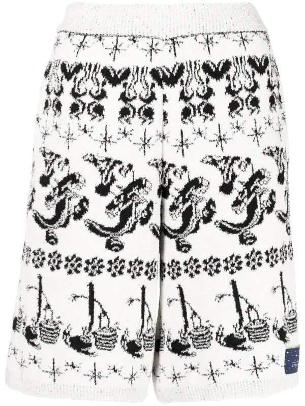 Stella McCartney X Disney Fantasia Fair Isle Jacquard Bermuda Shorts - White